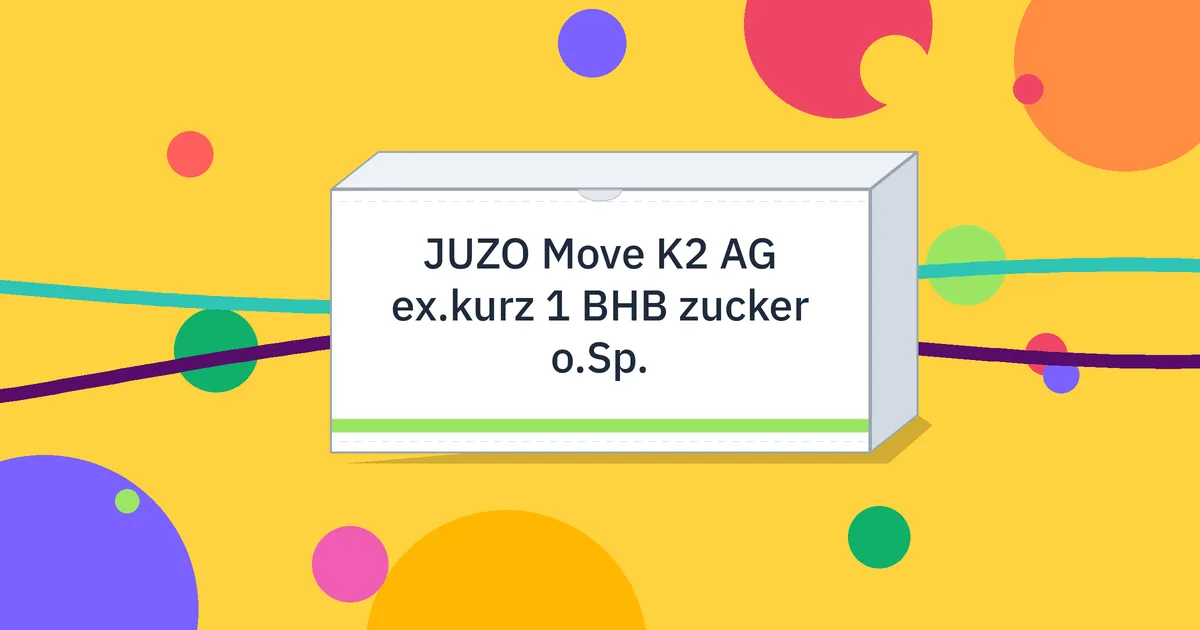 Symbolbild: Packung mit der Aufschrift JUZO Move K2 AG ex.kurz 1 BHB zucker o.Sp. (PZN 18533961) – Verfügbarkeit und Bezug in Apotheken in Frankfurt am Main