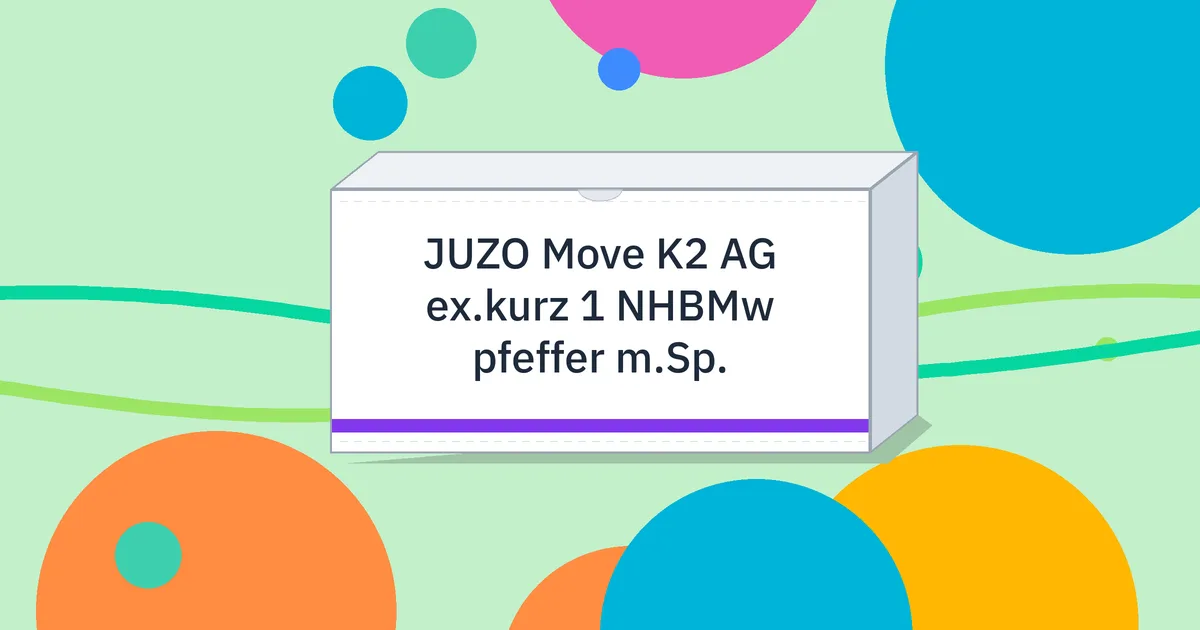 Symbolbild: Packung mit der Aufschrift JUZO Move K2 AG ex.kurz 1 NHBMw pfeffer m.Sp. (PZN 16644314) – Verfügbarkeit und Bezug in Apotheken in Frankfurt am Main