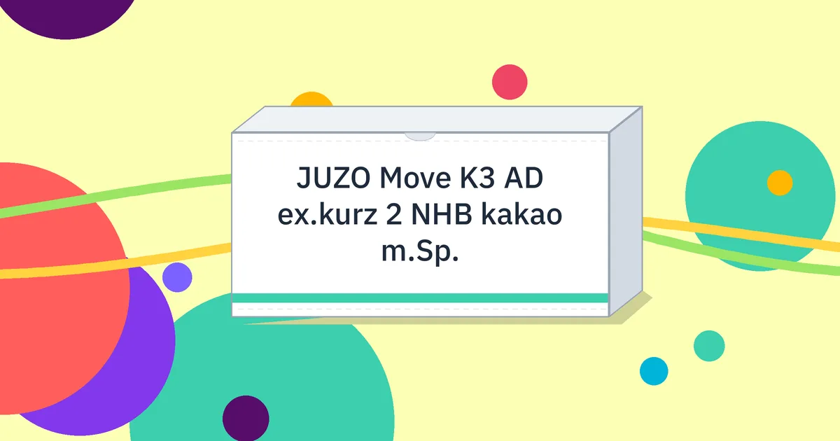 Symbolbild: Packung mit der Aufschrift JUZO Move K3 AD ex.kurz 2 NHB kakao m.Sp. (PZN 18573498) – Verfügbarkeit und Bezug in Apotheken in Frankfurt am Main