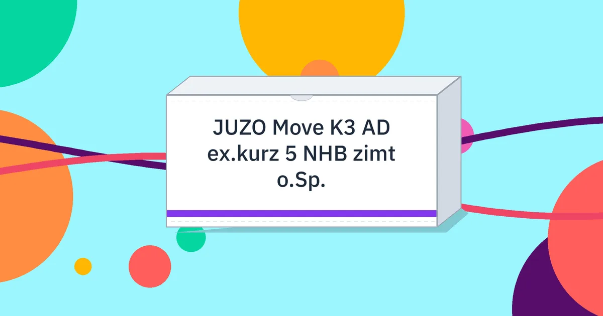 Symbolbild: Packung mit der Aufschrift JUZO Move K3 AD ex.kurz 5 NHB zimt o.Sp. (PZN 18570123) – Verfügbarkeit und Bezug in Apotheken in Frankfurt am Main