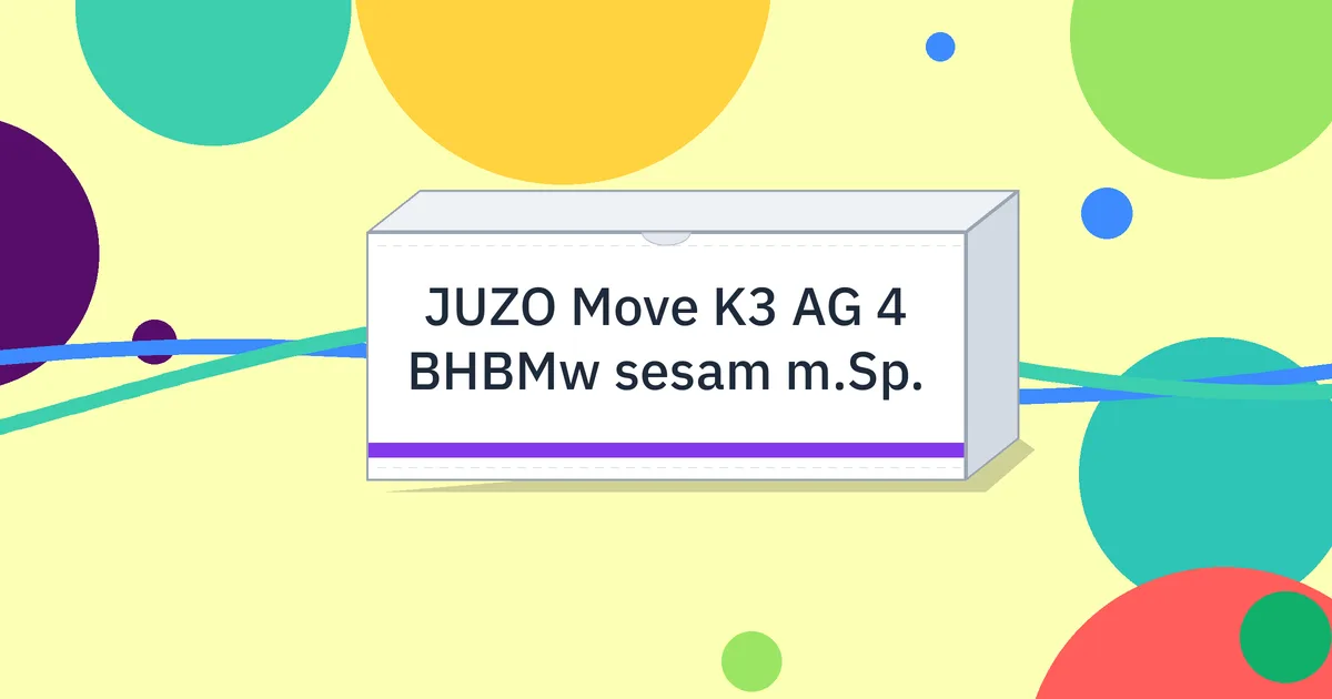 Symbolbild: Packung mit der Aufschrift JUZO Move K3 AG 4 BHBMw sesam m.Sp. (PZN 18576373) – Verfügbarkeit und Bezug in Apotheken in Frankfurt am Main