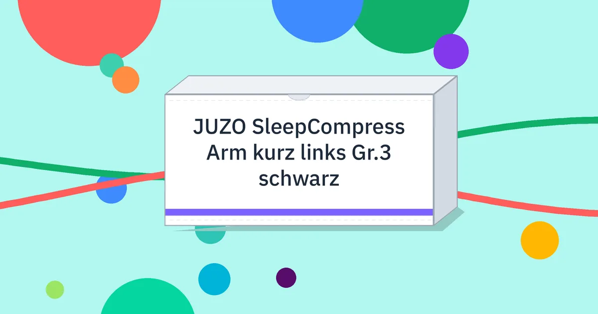 Symbolbild: Packung mit der Aufschrift JUZO SleepCompress Arm kurz links Gr.3 schwarz (PZN 18778177) – Verfügbarkeit und Bezug in Apotheken in Frankfurt am Main