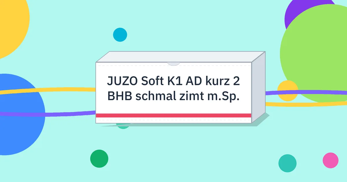 Symbolbild: Packung mit der Aufschrift JUZO Soft K1 AD kurz 2 BHB schmal zimt m.Sp. (PZN 15461557) – Verfügbarkeit und Bezug in Apotheken in Frankfurt am Main