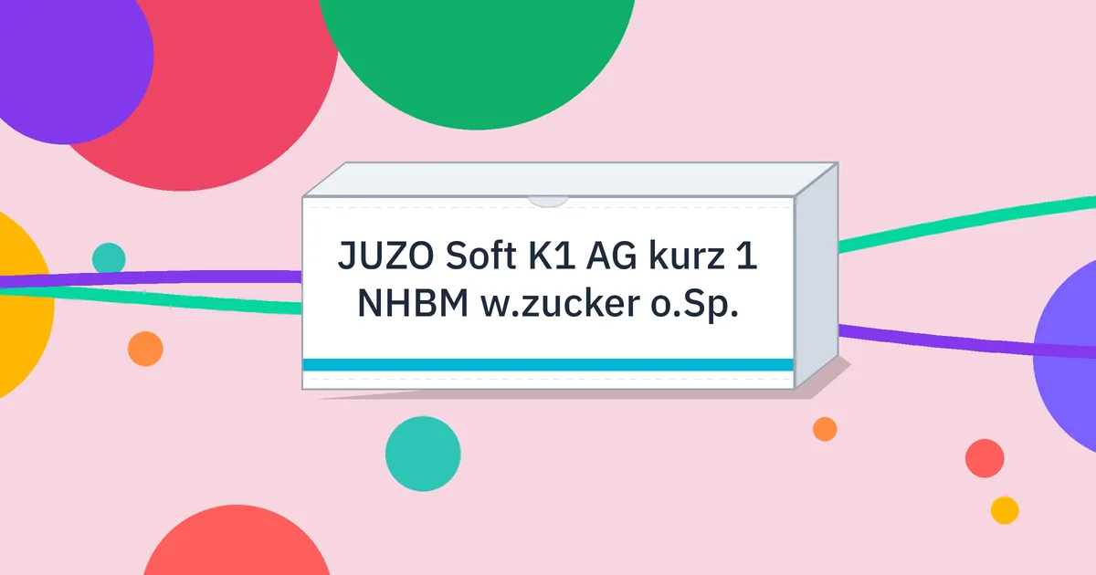 Symbolbild: Packung mit der Aufschrift JUZO Soft K1 AG kurz 1 NHBM w.zucker o.Sp. (PZN 14999757) – Verfügbarkeit und Bezug in Apotheken in Frankfurt am Main