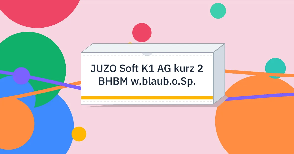 Symbolbild: Packung mit der Aufschrift JUZO Soft K1 AG kurz 2 BHBM w.blaub.o.Sp. (PZN 14865614) – Verfügbarkeit und Bezug in Apotheken in Frankfurt am Main