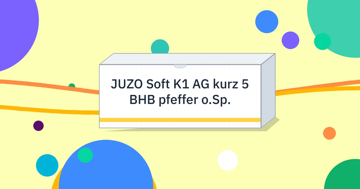 Symbolbild: Packung mit der Aufschrift JUZO Soft K1 AG kurz 5 BHB pfeffer o.Sp. (PZN 14822705) – Verfügbarkeit und Bezug in Apotheken in Frankfurt am Main
