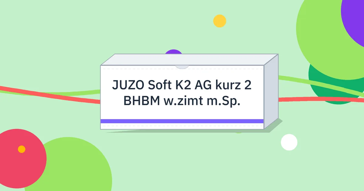 Symbolbild: Packung mit der Aufschrift JUZO Soft K2 AG kurz 2 BHBM w.zimt m.Sp. (PZN 14867398) – Verfügbarkeit und Bezug in Apotheken in Frankfurt am Main