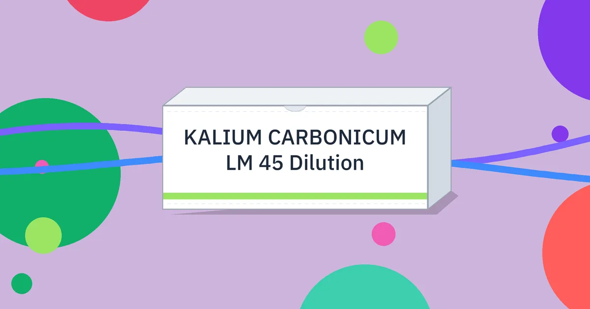 Symbolbild: Packung mit der Aufschrift KALIUM CARBONICUM LM 45 Dilution (PZN 12918507) – Verfügbarkeit und Bezug in Apotheken in Frankfurt am Main