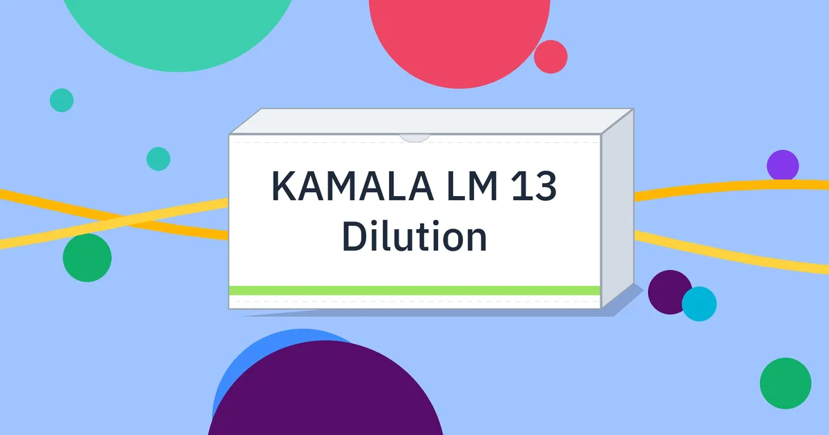Symbolbild: Packung mit der Aufschrift KAMALA LM 13 Dilution (PZN 13518052) – Verfügbarkeit und Bezug in Apotheken in Frankfurt am Main