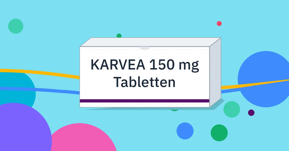 Symbolbild: Packung mit der Aufschrift KARVEA 150 mg Tabletten (PZN 04879271) – Verfügbarkeit und Bezug in Apotheken in Frankfurt am Main