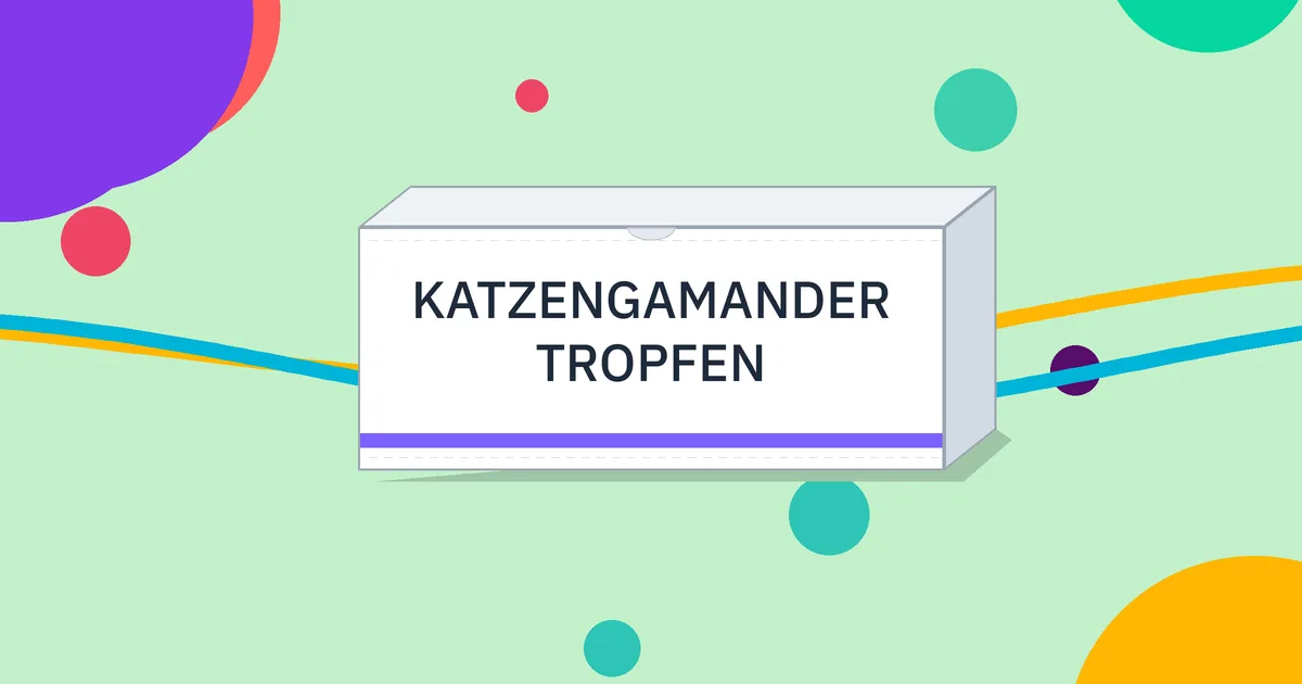 Symbolbild: Packung mit der Aufschrift KATZENGAMANDER TROPFEN (PZN 15230616) – Verfügbarkeit und Bezug in Apotheken in Frankfurt am Main