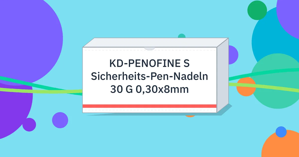 Symbolbild: Packung mit der Aufschrift KD-PENOFINE S Sicherheits-Pen-Nadeln 30 G 0,30x8mm (PZN 20377623) – Verfügbarkeit und Bezug in Apotheken in Frankfurt am Main