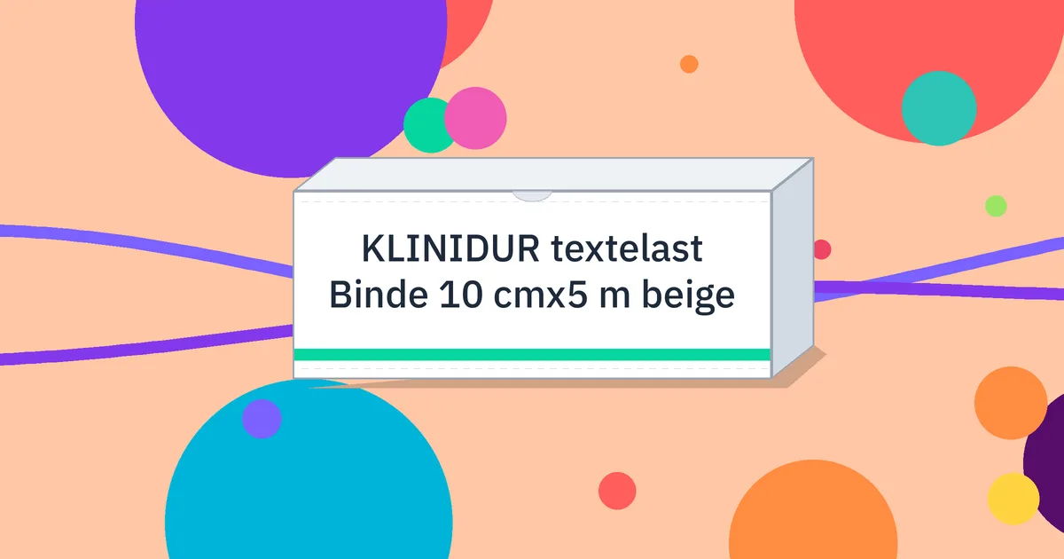 Symbolbild: Packung mit der Aufschrift KLINIDUR textelast Binde 10 cmx5 m beige (PZN 20786818) – Verfügbarkeit und Bezug in Apotheken in Frankfurt am Main