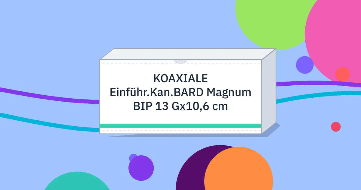 Symbolbild: Packung mit der Aufschrift KOAXIALE Einführ.Kan.BARD Magnum BIP 13 Gx10,6 cm (PZN 04503979) – Verfügbarkeit und Bezug in Apotheken in Frankfurt am Main