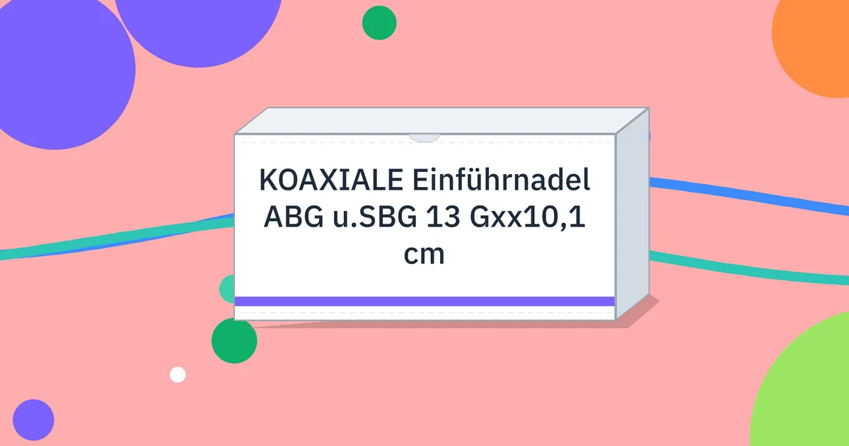 Symbolbild: Packung mit der Aufschrift KOAXIALE Einführnadel ABG u.SBG 13 Gxx10,1 cm (PZN 11105423) – Verfügbarkeit und Bezug in Apotheken in Frankfurt am Main