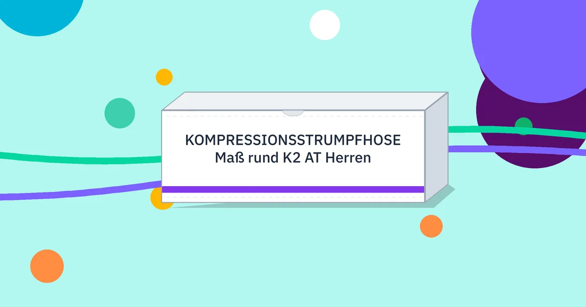 Symbolbild: Packung mit der Aufschrift KOMPRESSIONSSTRUMPFHOSE Maß rund K2 AT Herren (PZN 16569446) – Verfügbarkeit und Bezug in Apotheken in Frankfurt am Main