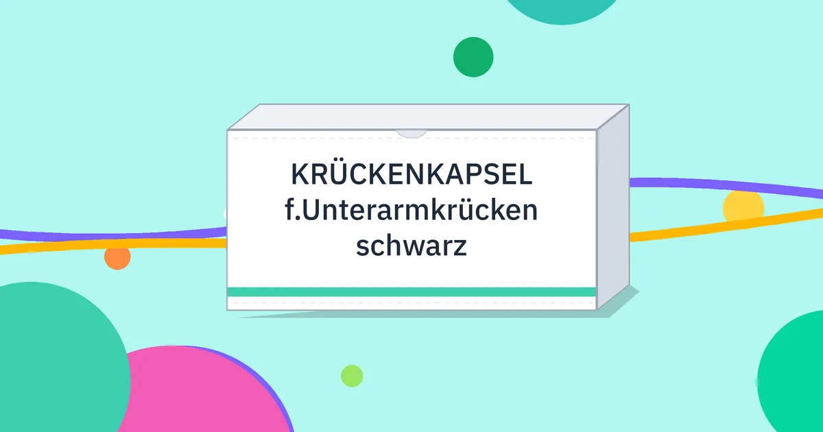 Symbolbild: Packung mit der Aufschrift KRÜCKENKAPSEL f.Unterarmkrücken schwarz (PZN 07508687) – Verfügbarkeit und Bezug in Apotheken in Frankfurt am Main