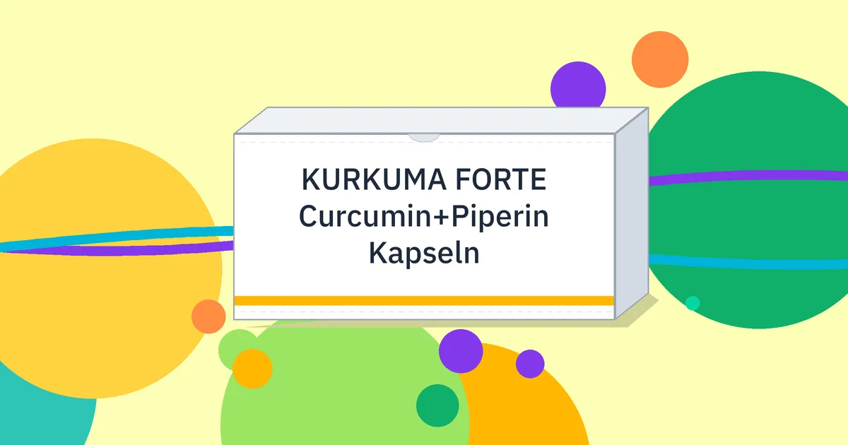 Symbolbild: Packung mit der Aufschrift KURKUMA FORTE Curcumin+Piperin Kapseln (PZN 14059072) – Verfügbarkeit und Bezug in Apotheken in Frankfurt am Main