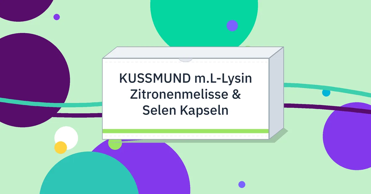 Symbolbild: Packung mit der Aufschrift KUSSMUND m.L-Lysin Zitronenmelisse & Selen Kapseln (PZN 19522540) – Verfügbarkeit und Bezug in Apotheken in Frankfurt am Main