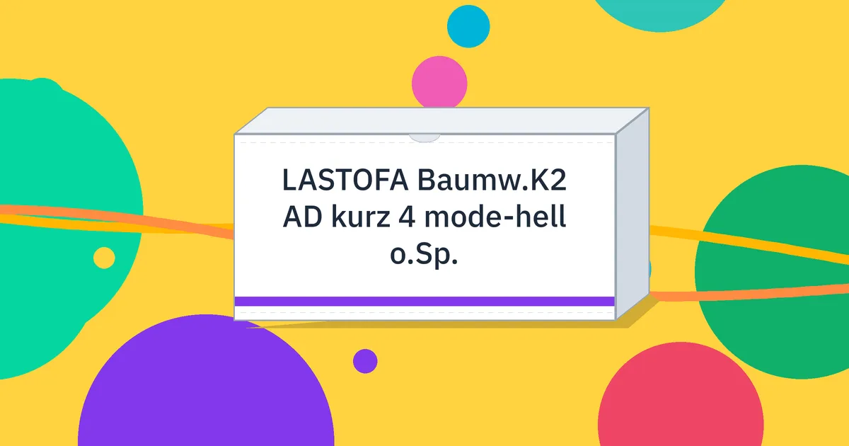 Symbolbild: Packung mit der Aufschrift LASTOFA Baumw.K2 AD kurz 4 mode-hell o.Sp. (PZN 01945820) – Verfügbarkeit und Bezug in Apotheken in Frankfurt am Main