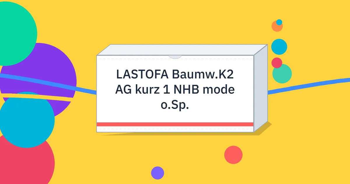 Symbolbild: Packung mit der Aufschrift LASTOFA Baumw.K2 AG kurz 1 NHB mode o.Sp. (PZN 01948238) – Verfügbarkeit und Bezug in Apotheken in Frankfurt am Main