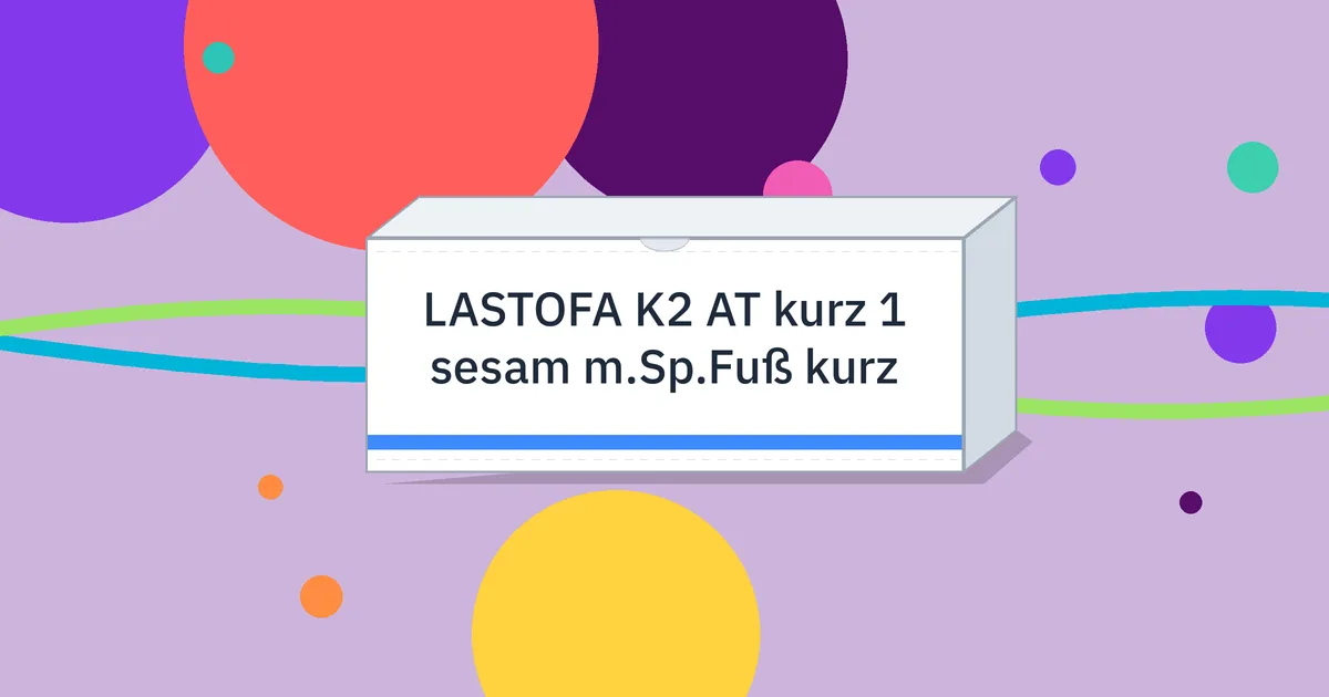 Symbolbild: Packung mit der Aufschrift LASTOFA K2 AT kurz 1 sesam m.Sp.Fuß kurz (PZN 13808382) – Verfügbarkeit und Bezug in Apotheken in Frankfurt am Main