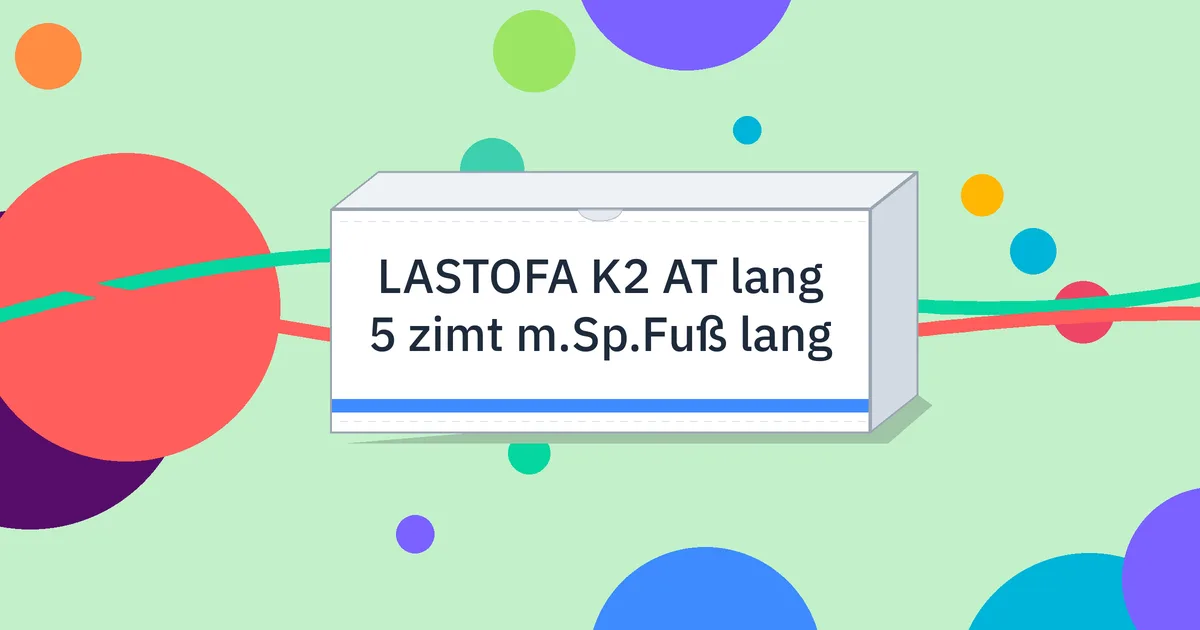 Symbolbild: Packung mit der Aufschrift LASTOFA K2 AT lang 5 zimt m.Sp.Fuß lang (PZN 13809660) – Verfügbarkeit und Bezug in Apotheken in Frankfurt am Main