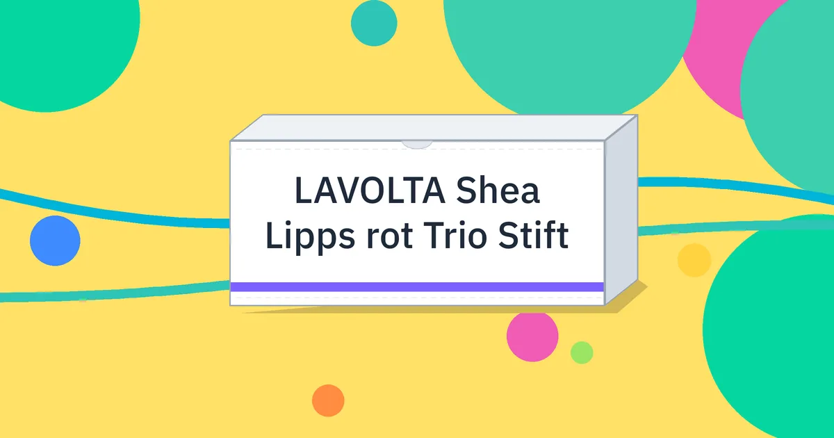 Symbolbild: Packung mit der Aufschrift LAVOLTA Shea Lipps rot Trio Stift (PZN 14333314) – Verfügbarkeit und Bezug in Apotheken in Frankfurt am Main