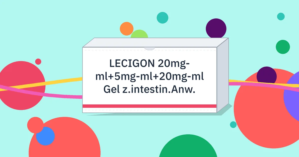 Symbolbild: Packung mit der Aufschrift LECIGON 20mg-ml+5mg-ml+20mg-ml Gel z.intestin.Anw. (PZN 16917976) – Verfügbarkeit und Bezug in Apotheken in Frankfurt am Main