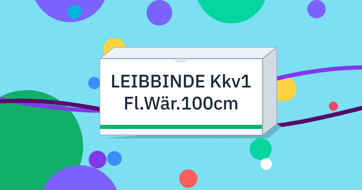 Symbolbild: Packung mit der Aufschrift LEIBBINDE Kkv1 Fl.Wär.100cm (PZN 01731562) – Verfügbarkeit und Bezug in Apotheken in Frankfurt am Main