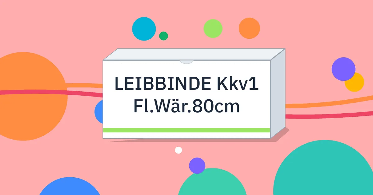 Symbolbild: Packung mit der Aufschrift LEIBBINDE Kkv1 Fl.Wär.80cm (PZN 01731510) – Verfügbarkeit und Bezug in Apotheken in Frankfurt am Main