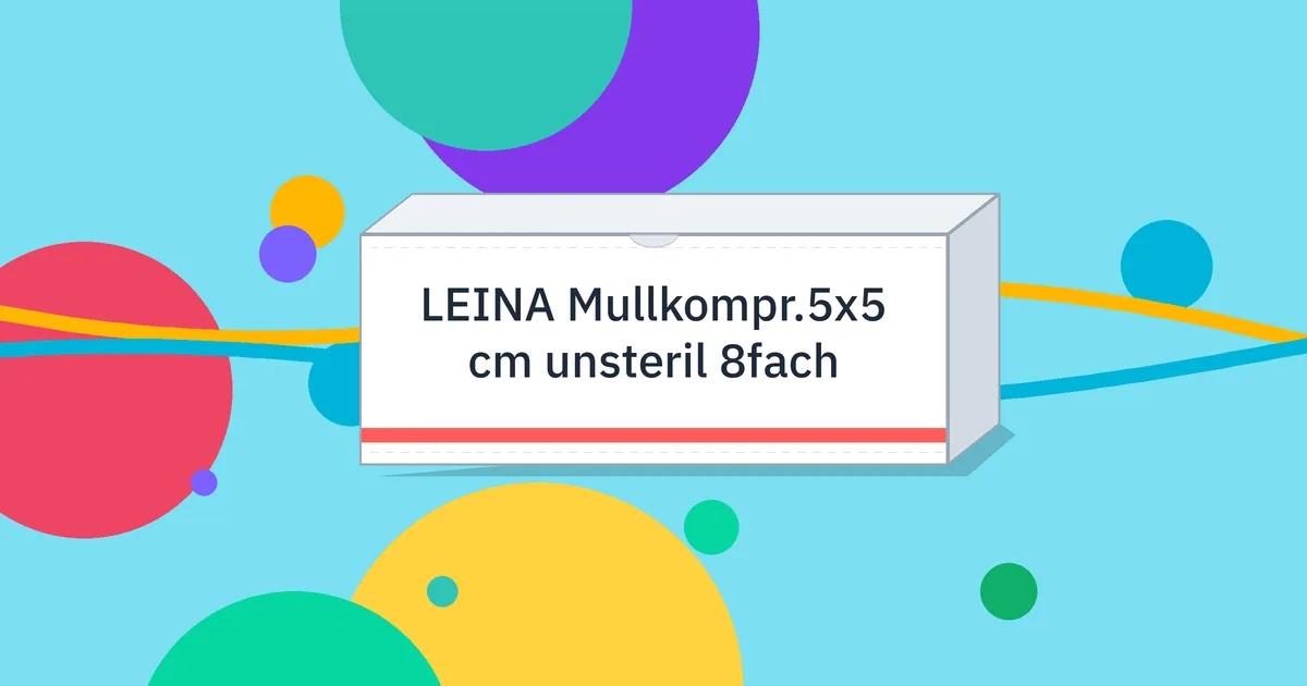 Symbolbild: Packung mit der Aufschrift LEINA Mullkompr.5x5 cm unsteril 8fach (PZN 08716442) – Verfügbarkeit und Bezug in Apotheken in Frankfurt am Main
