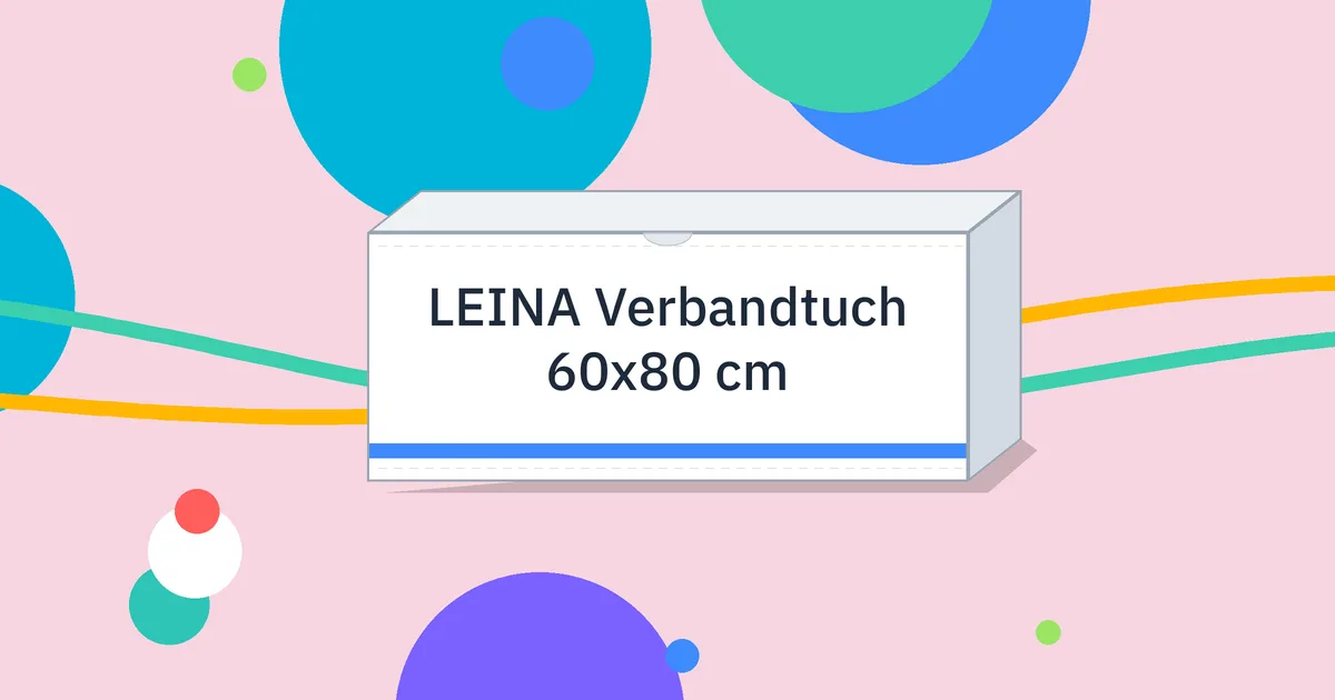 Symbolbild: Packung mit der Aufschrift LEINA Verbandtuch 60x80 cm (PZN 08716577) – Verfügbarkeit und Bezug in Apotheken in Frankfurt am Main