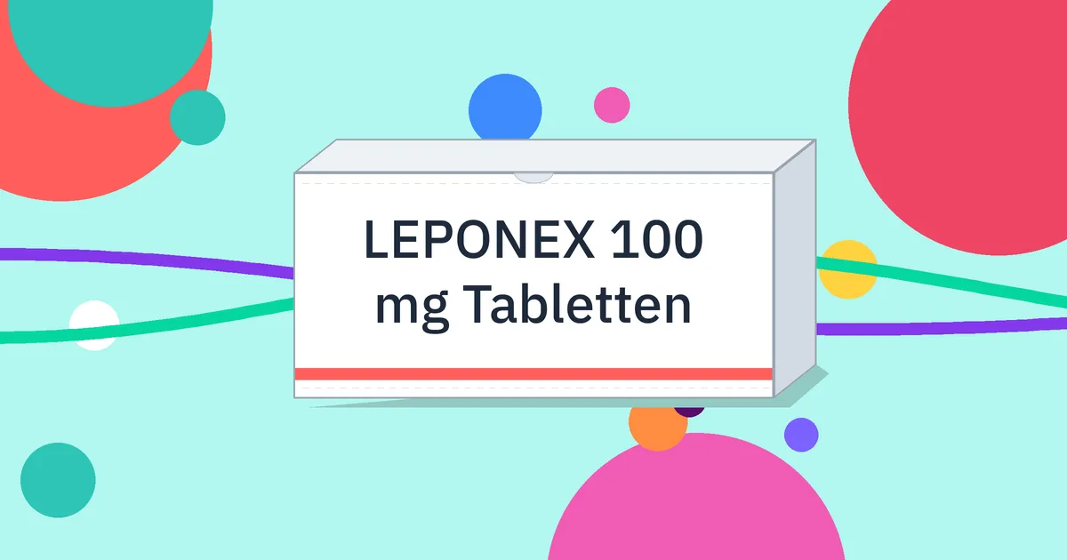 Symbolbild: Packung mit der Aufschrift LEPONEX 100 mg Tabletten (PZN 02855102) – Verfügbarkeit und Bezug in Apotheken in Frankfurt am Main