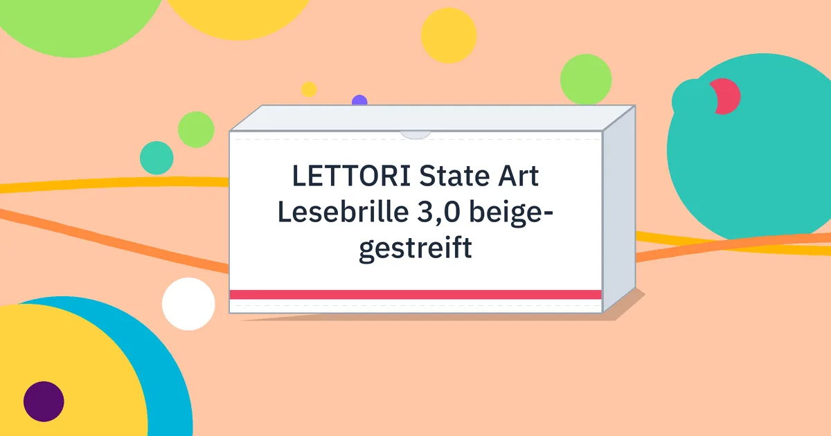 Symbolbild: Packung mit der Aufschrift LETTORI State Art Lesebrille 3,0 beige-gestreift (PZN 11118302) – Verfügbarkeit und Bezug in Apotheken in Frankfurt am Main