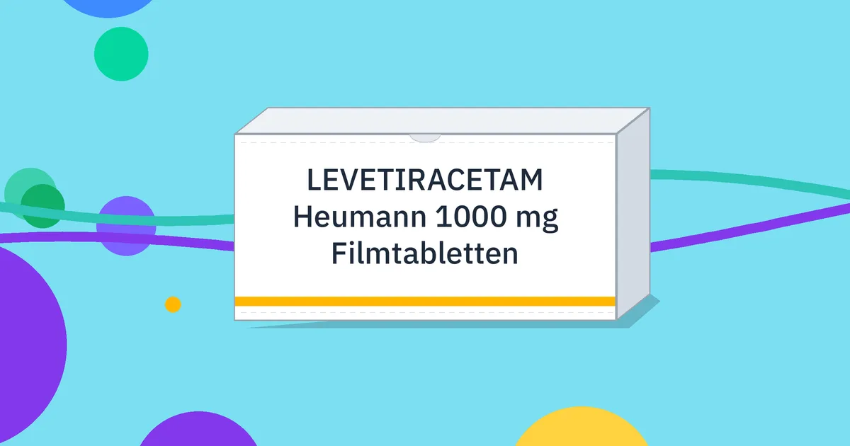 Symbolbild: Packung mit der Aufschrift LEVETIRACETAM Heumann 1000 mg Filmtabletten (PZN 16138657) – Verfügbarkeit und Bezug in Apotheken in Frankfurt am Main