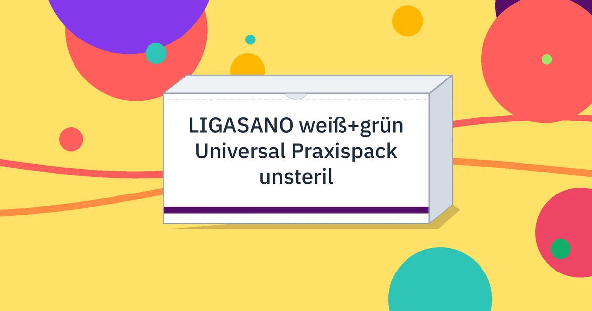 Symbolbild: Packung mit der Aufschrift LIGASANO weiß+grün Universal Praxispack unsteril (PZN 17250741) – Verfügbarkeit und Bezug in Apotheken in Frankfurt am Main