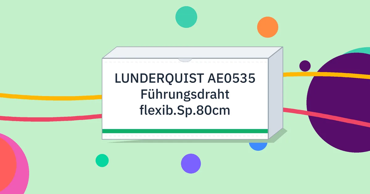Symbolbild: Packung mit der Aufschrift LUNDERQUIST AE0535 Führungsdraht flexib.Sp.80cm (PZN 00154453) – Verfügbarkeit und Bezug in Apotheken in Frankfurt am Main
