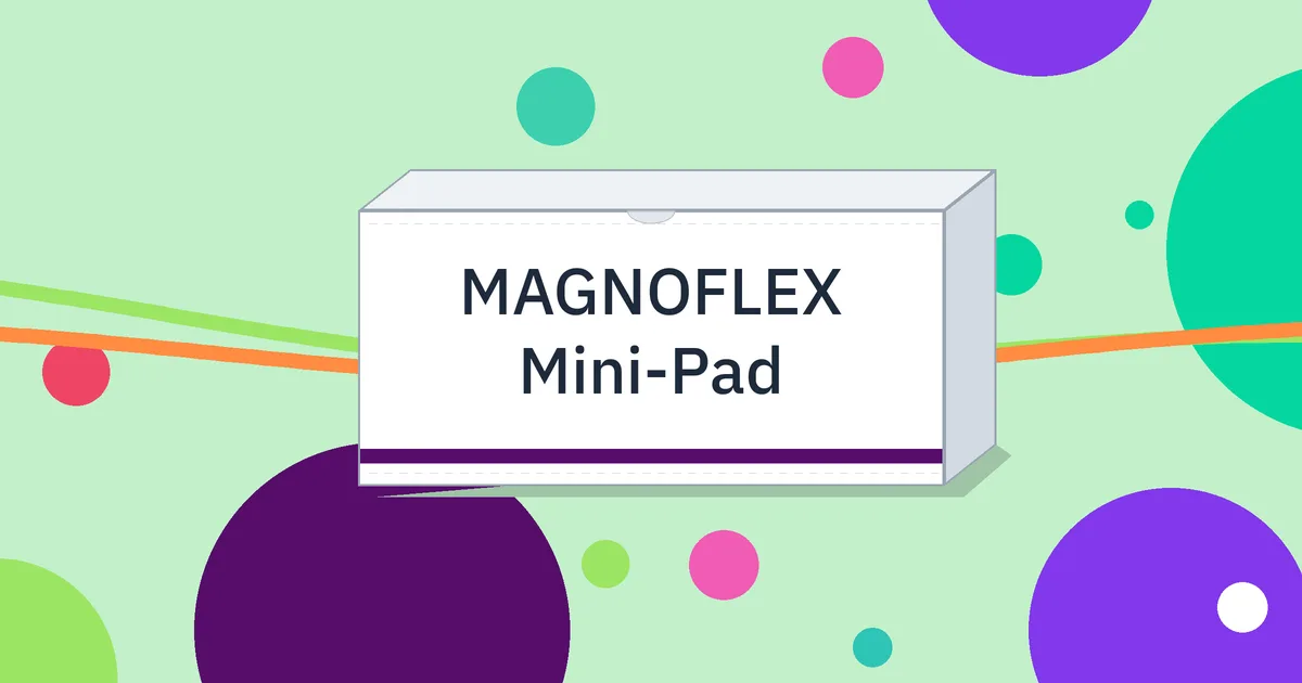 Symbolbild: Packung mit der Aufschrift MAGNOFLEX Mini-Pad (PZN 10963366) – Verfügbarkeit und Bezug in Apotheken in Frankfurt am Main