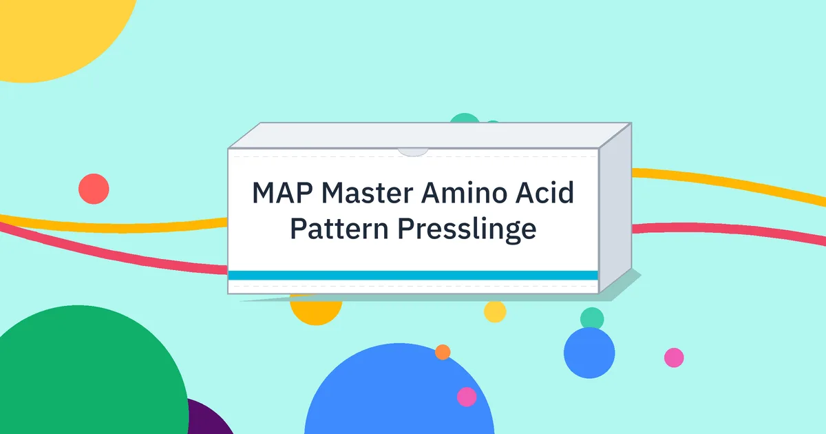Symbolbild: Packung mit der Aufschrift MAP Master Amino Acid Pattern Presslinge (PZN 18749365) – Verfügbarkeit und Bezug in Apotheken in Frankfurt am Main