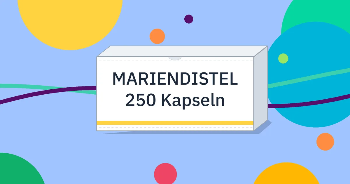 Symbolbild: Packung mit der Aufschrift MARIENDISTEL 250 Kapseln (PZN 20347131) – Verfügbarkeit und Bezug in Apotheken in Frankfurt am Main