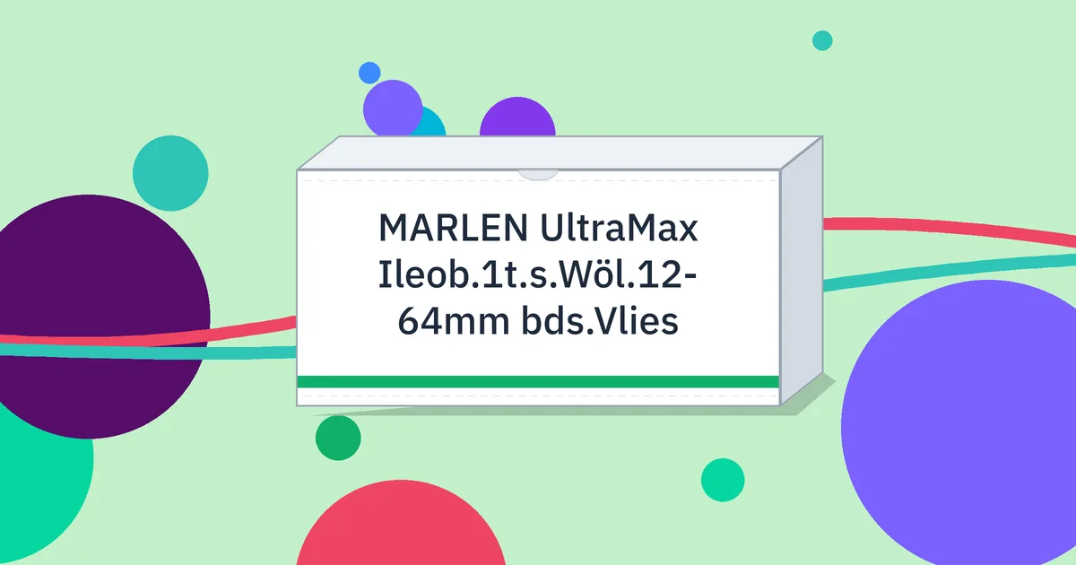 Symbolbild: Packung mit der Aufschrift MARLEN UltraMax Ileob.1t.s.Wöl.12-64mm bds.Vlies (PZN 14363775) – Verfügbarkeit und Bezug in Apotheken in Frankfurt am Main