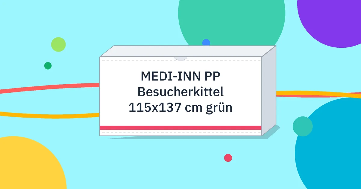 Symbolbild: Packung mit der Aufschrift MEDI-INN PP Besucherkittel 115x137 cm grün (PZN 10333168) – Verfügbarkeit und Bezug in Apotheken in Frankfurt am Main