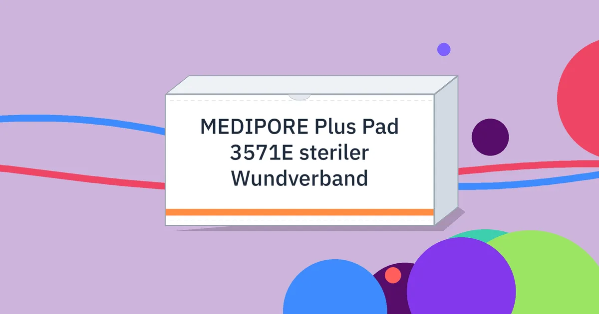 Symbolbild: Packung mit der Aufschrift MEDIPORE Plus Pad 3571E steriler Wundverband (PZN 17902617) – Verfügbarkeit und Bezug in Apotheken in Frankfurt am Main