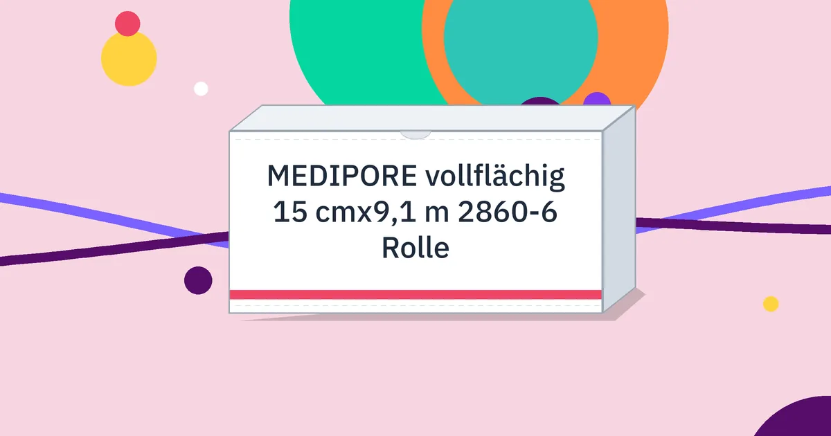 Symbolbild: Packung mit der Aufschrift MEDIPORE vollflächig 15 cmx9,1 m 2860-6 Rolle (PZN 19403835) – Verfügbarkeit und Bezug in Apotheken in Frankfurt am Main