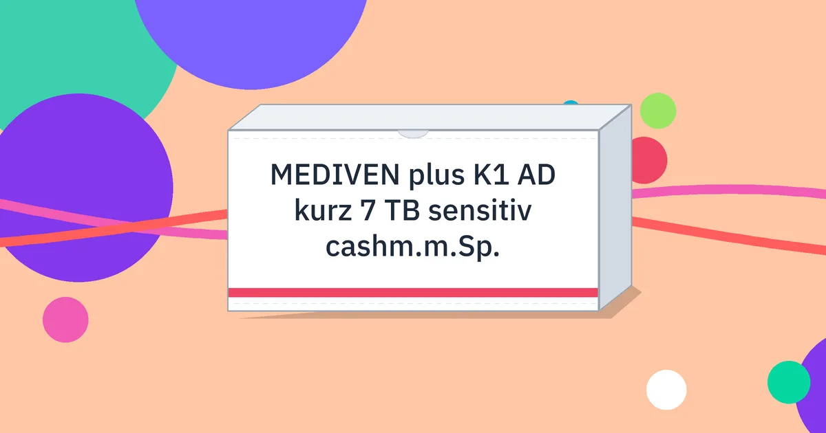 Symbolbild: Packung mit der Aufschrift MEDIVEN plus K1 AD kurz 7 TB sensitiv cashm.m.Sp. (PZN 15053309) – Verfügbarkeit und Bezug in Apotheken in Frankfurt am Main