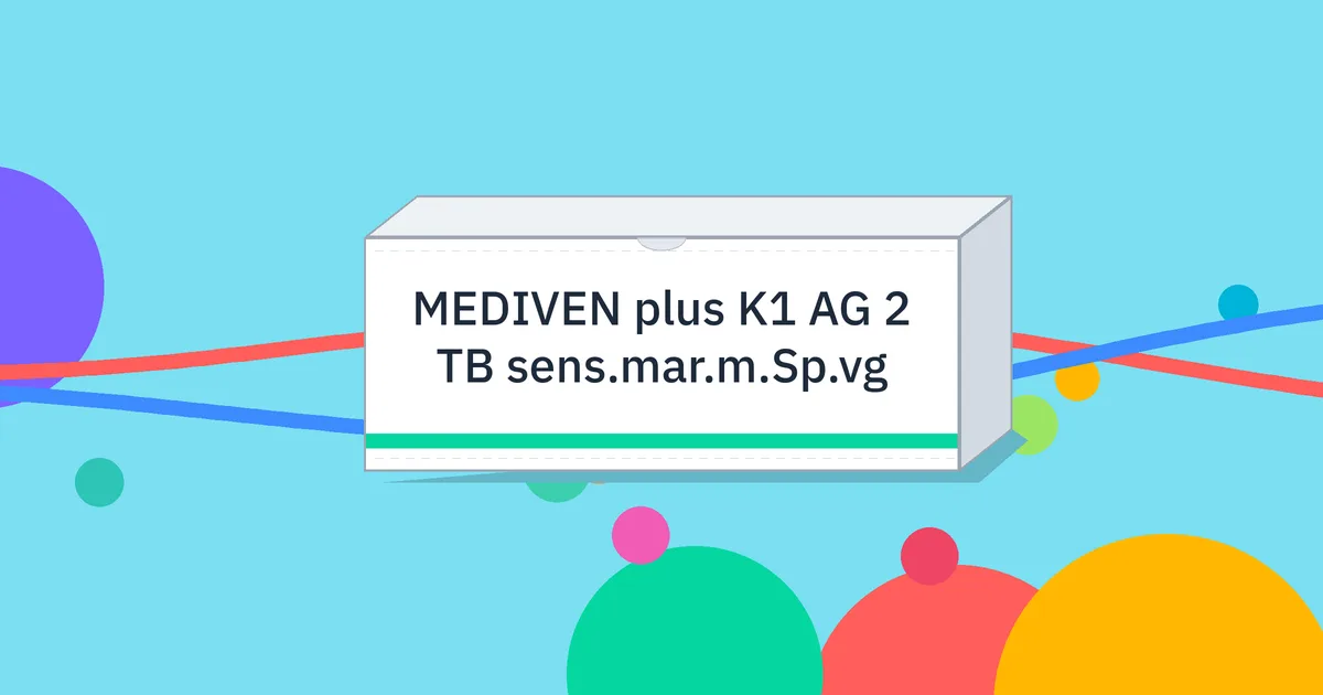 Symbolbild: Packung mit der Aufschrift MEDIVEN plus K1 AG 2 TB sens.mar.m.Sp.vg (PZN 15063354) – Verfügbarkeit und Bezug in Apotheken in Frankfurt am Main