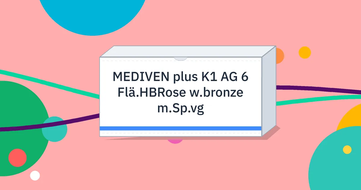 Symbolbild: Packung mit der Aufschrift MEDIVEN plus K1 AG 6 Flä.HBRose w.bronze m.Sp.vg (PZN 15914208) – Verfügbarkeit und Bezug in Apotheken in Frankfurt am Main