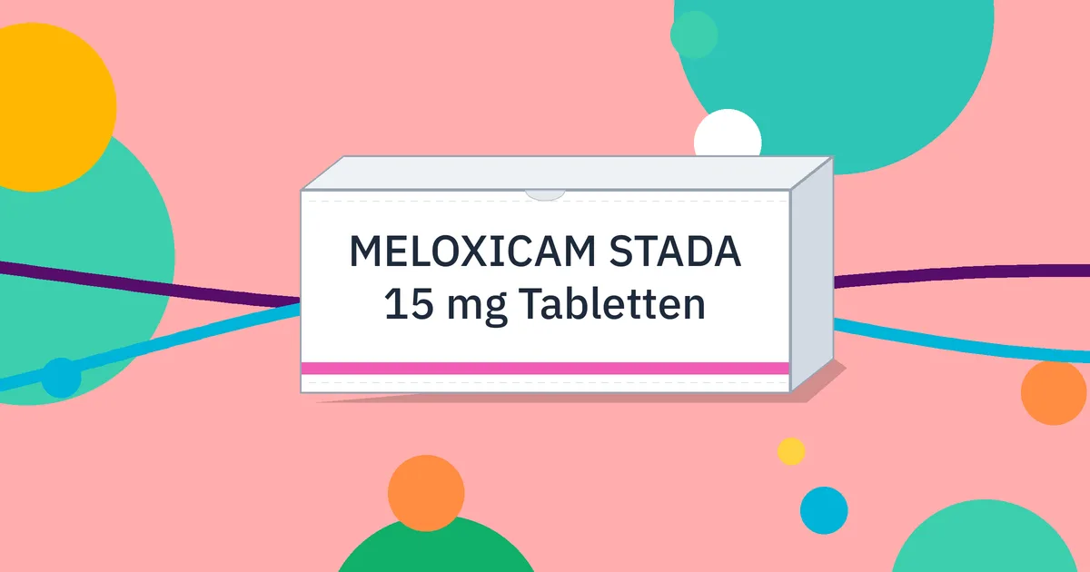 Symbolbild: Packung mit der Aufschrift MELOXICAM STADA 15 mg Tabletten (PZN 01079245) – Verfügbarkeit und Bezug in Apotheken in Frankfurt am Main