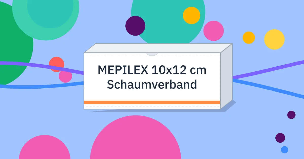Symbolbild: Packung mit der Aufschrift MEPILEX 10x12 cm Schaumverband (PZN 12443553) – Verfügbarkeit und Bezug in Apotheken in Frankfurt am Main
